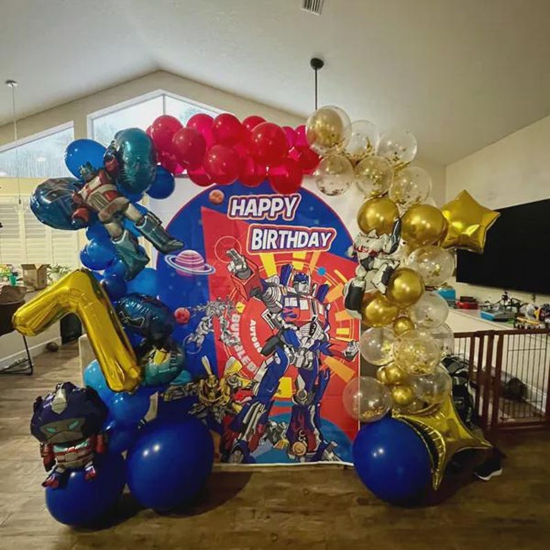 Optimus Prime Theme Birthday Backdrop – Transformers Party Wall ...