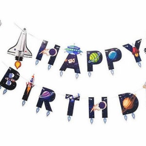 Outer Space Birthday Party Banner, Astronaut Banner, Rocket Banner ...