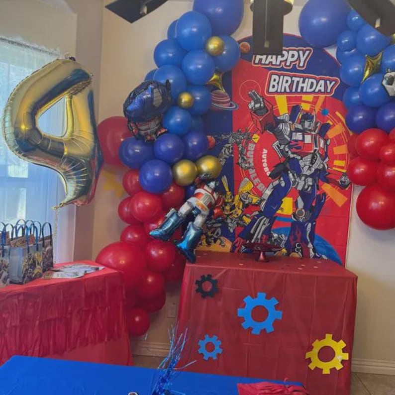 Optimus Prime Theme Birthday Backdrop – Transformers Party Wall ...