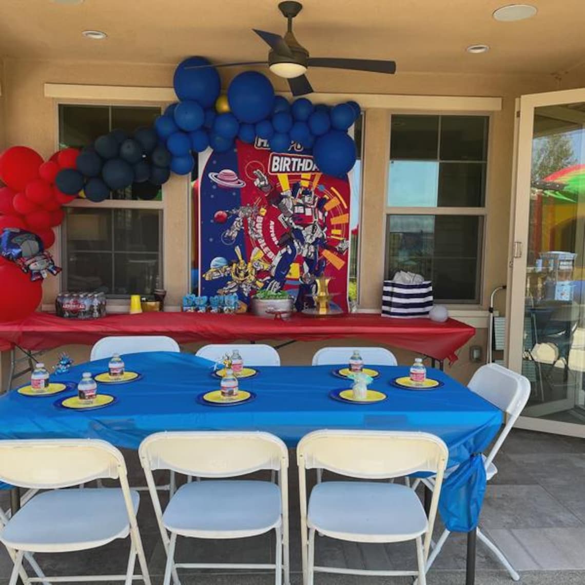 Optimus Prime Theme Birthday Backdrop – Transformers Party Wall ...