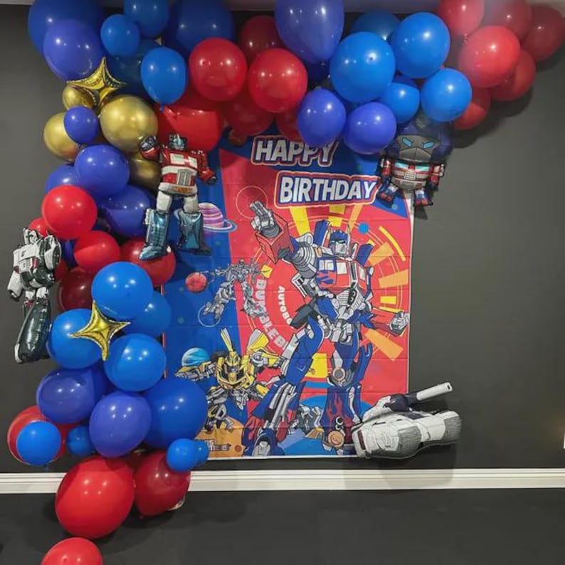Optimus Prime Theme Birthday Backdrop – Transformers Party Wall ...