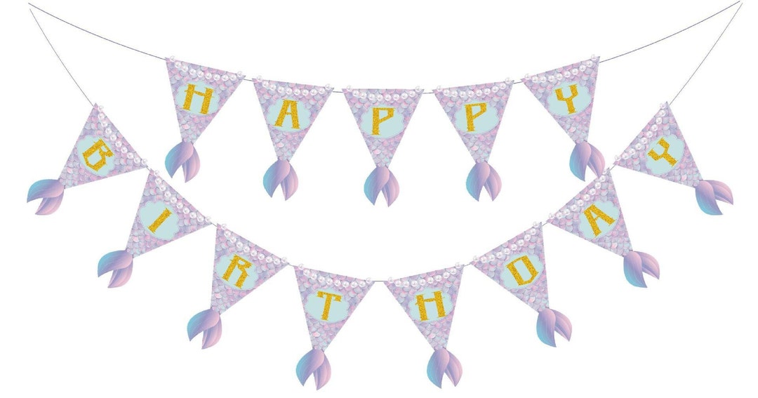 Mermaid Birthday Banner , Mermaid Theme Banner, Girls Birthday Banner ...