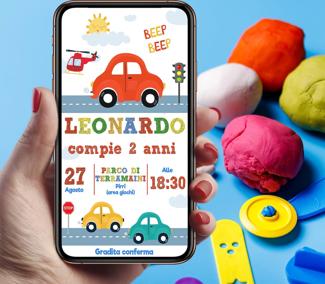 Digital Invitation Birthday Toy Car, Digital Invitation Birthday Party ...