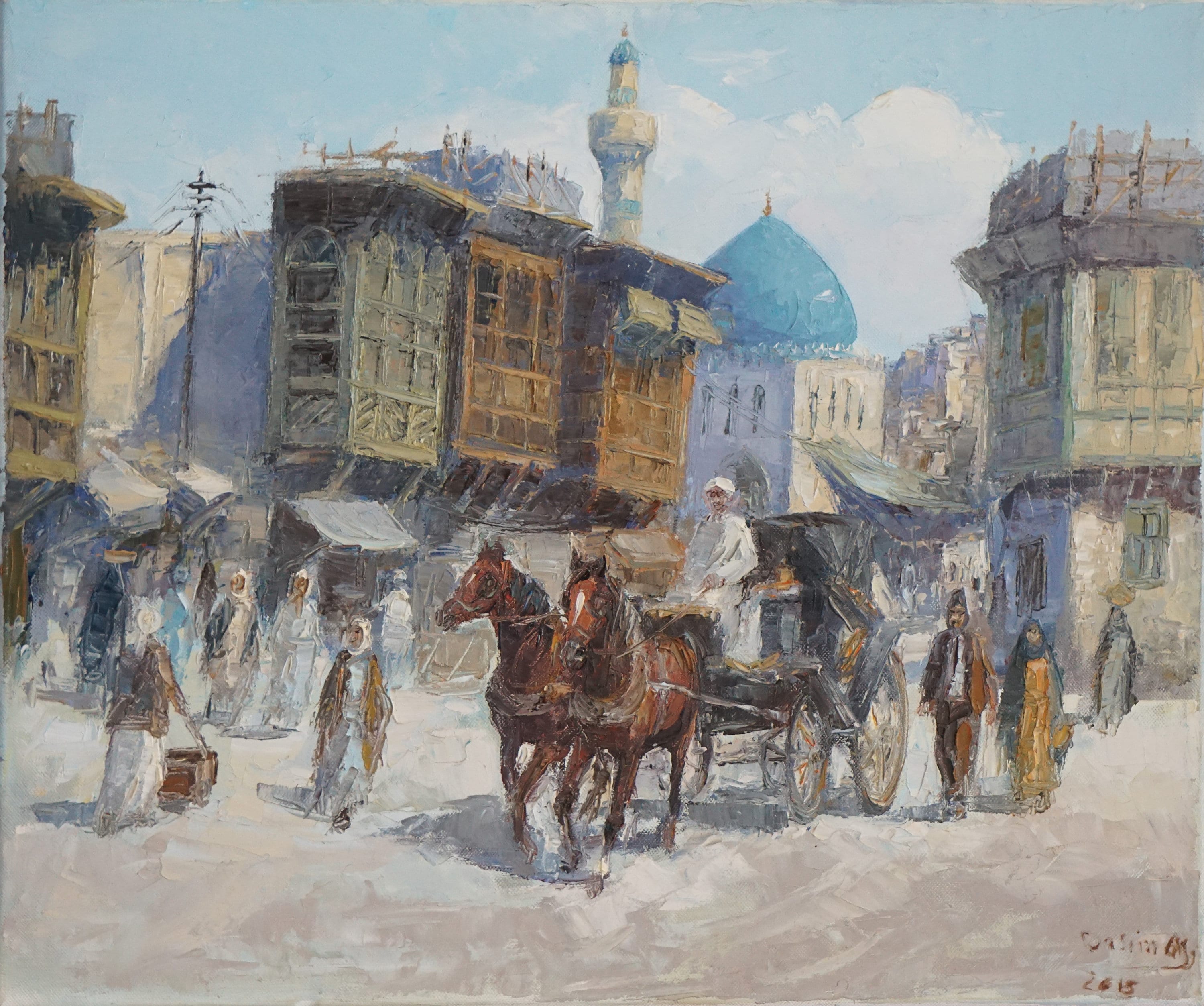 Old City Old Baghdad Oil Painting Iraqi Artist Vintage Arabic Village ...