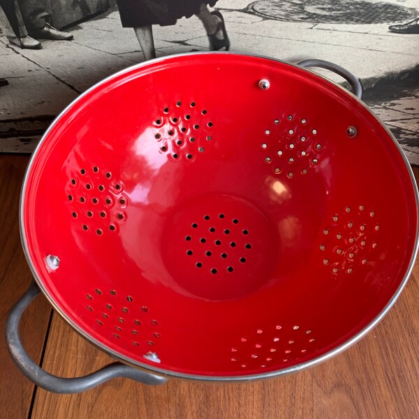 Red Enamel Bowl - Etsy