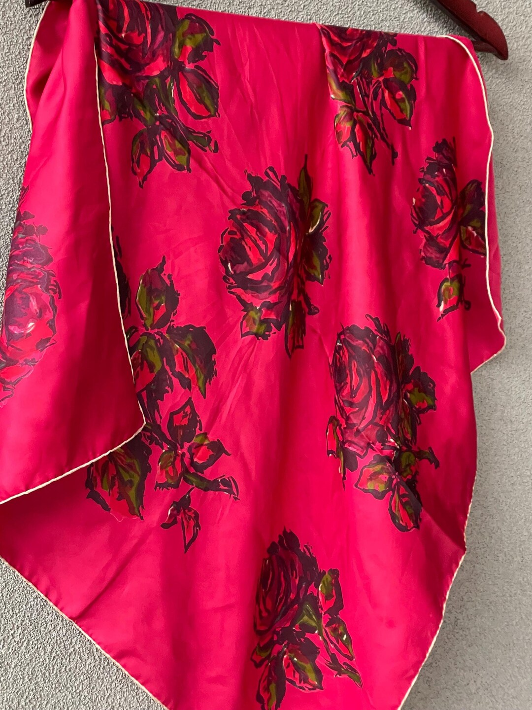 Silk Scarf, Red Roses Scarf, Made in Switzerland, Gift for Her, Luxury ...