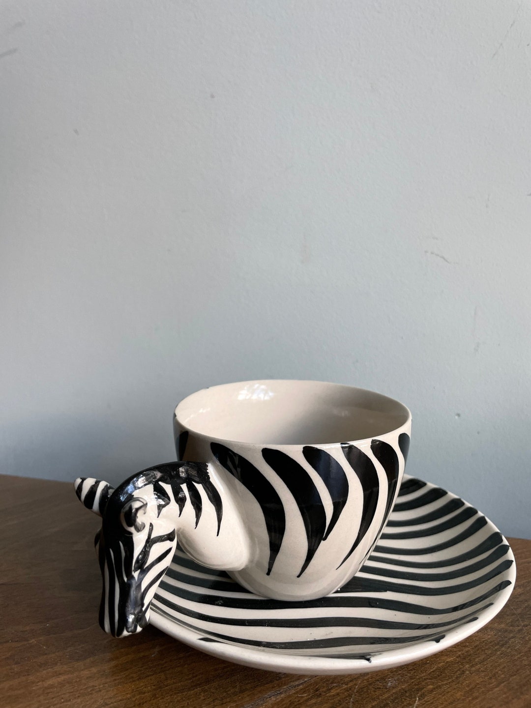 Zebra, Cup and Saucer Set, Black and White Teacup Set, Gift for Tea ...