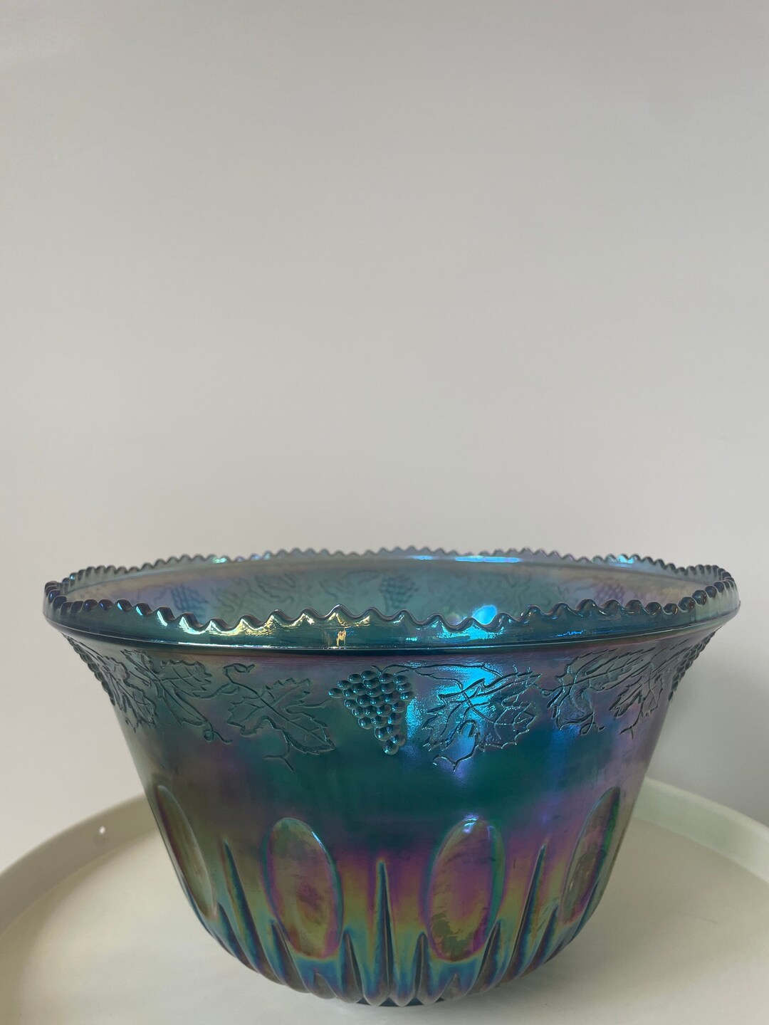 Carnival Glass Bowl, Indiana Glassware, Large Serving Bowl, Vintage ...