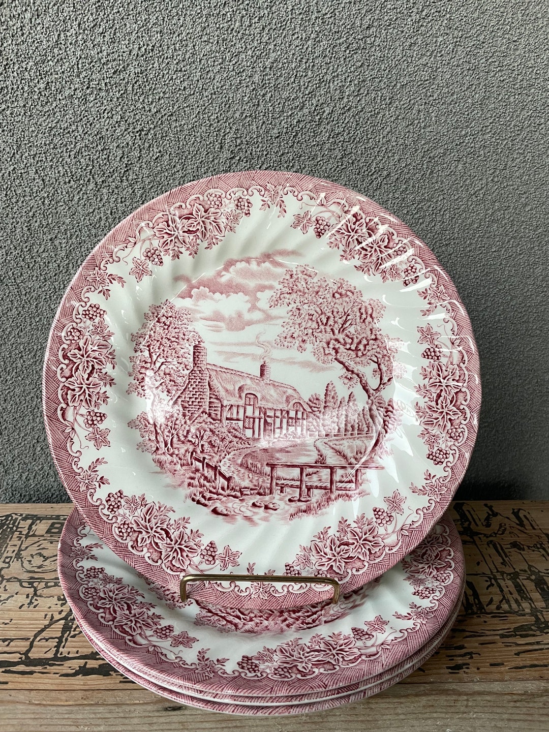 Churchill England Transferware, Plates, Pink White Dinnerware, Dinner ...