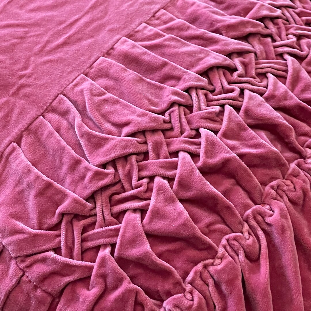 Vintage Pink Velvet Bedspread Rose Pink Pleated Bed Cover - Etsy