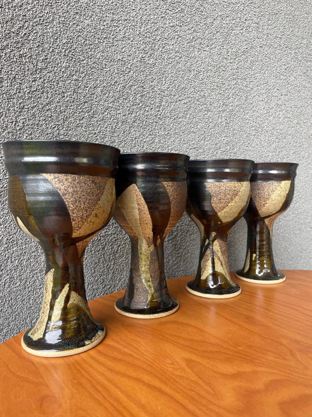 Studio Pottery Goblets, Xtra Large Wine Goblets, Mid Century Barware ...