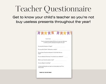 Teacher Questionnaire - Etsy