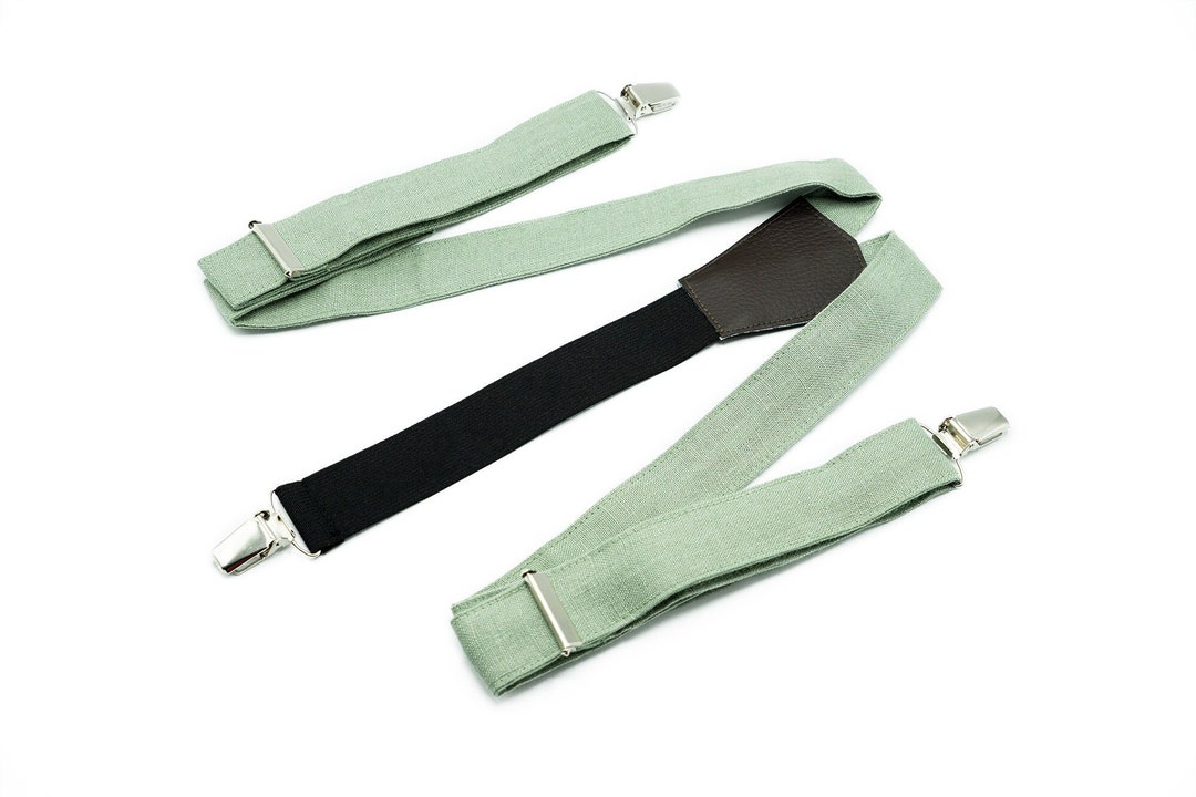 Sage Green Linen Suspenders: Y-back Wedding Braces for Men & Boys - Etsy