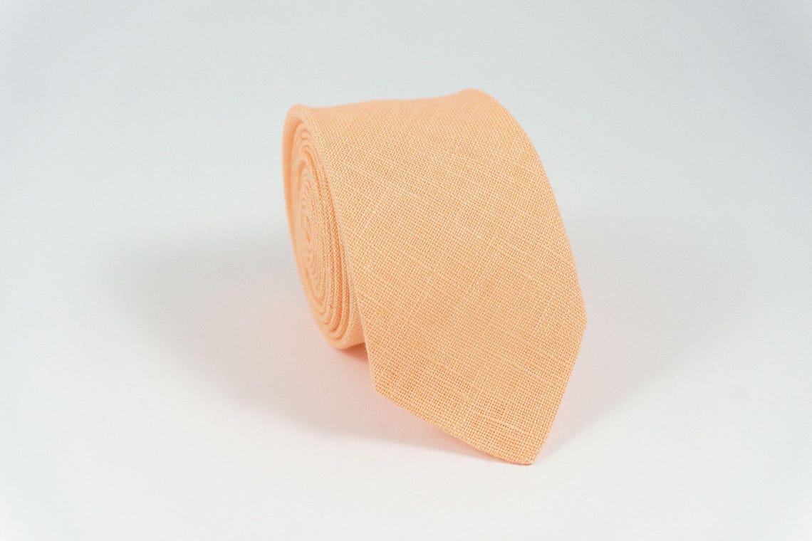 Peach Linen Skinny Necktie | Men's and Boys | Wedding & Everyday - Etsy