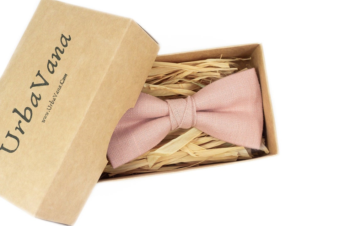 Dusty Pink Pre-tied Linen Father and Son Bow Ties / Dusty Pink Skinny ...
