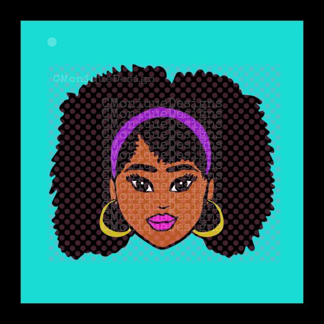 Fullface Monique W/fro, African American Woman Svg, Headwrap Svg ...