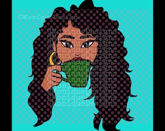 Fullface Monique, African American Woman Svg, Headwrap Svg, Afrocentric ...