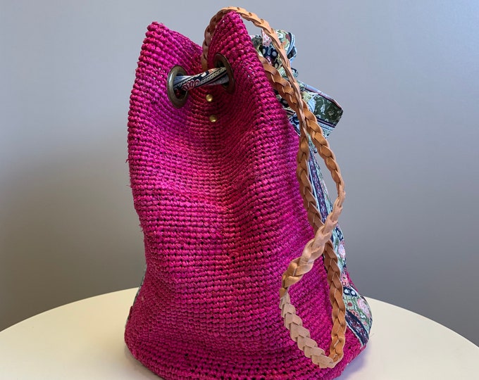 SAC IN RAPHIA 100% Handmade Straw Bag Green Bag Pink Raffia - Etsy