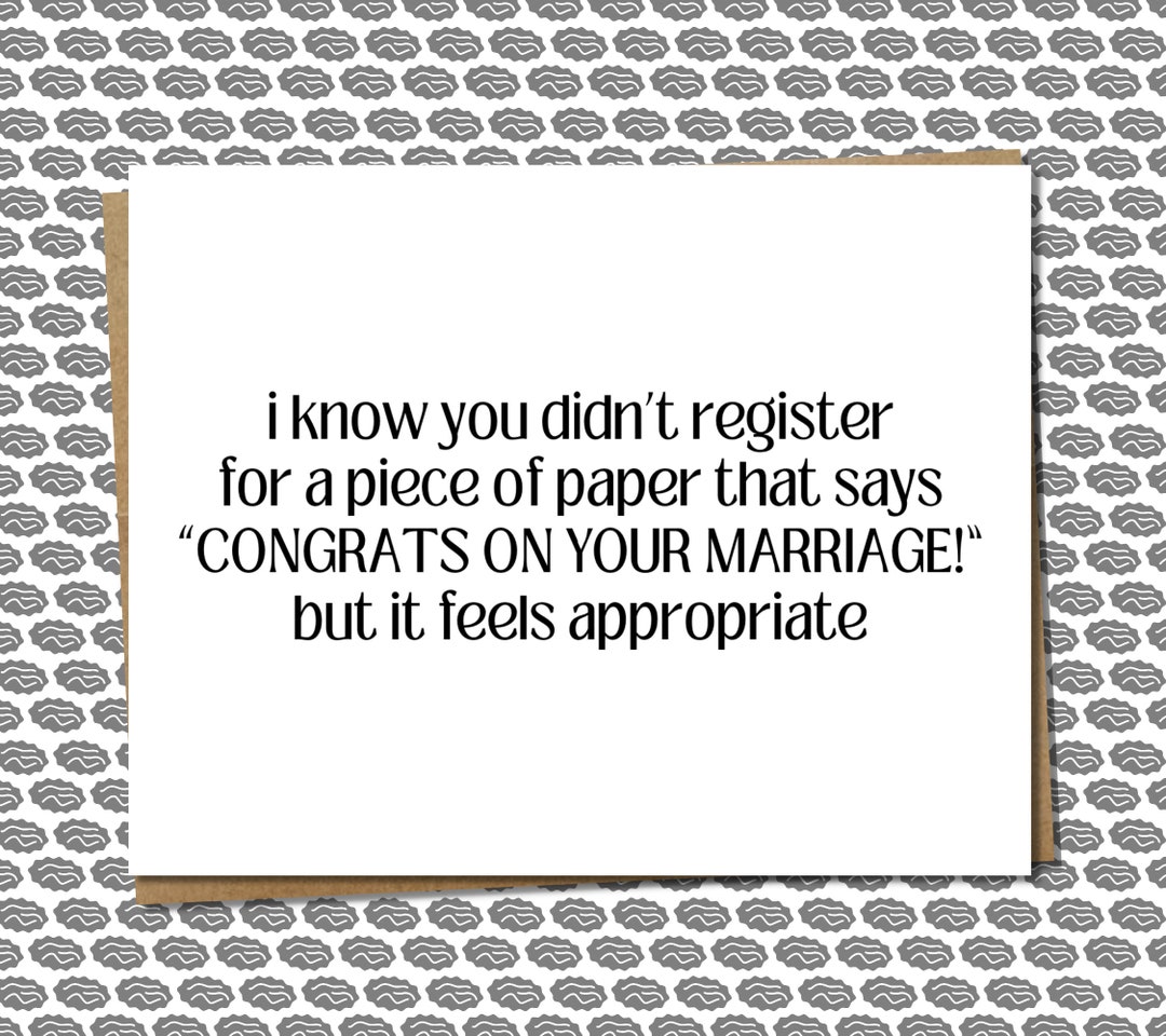 Funny Wedding Card for Giving Money, Cash, Going off the Registry ...