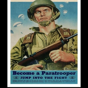 11x14 World War 2 Paratrooper Recruitment Poster PHOTO 1944 WWII US ...