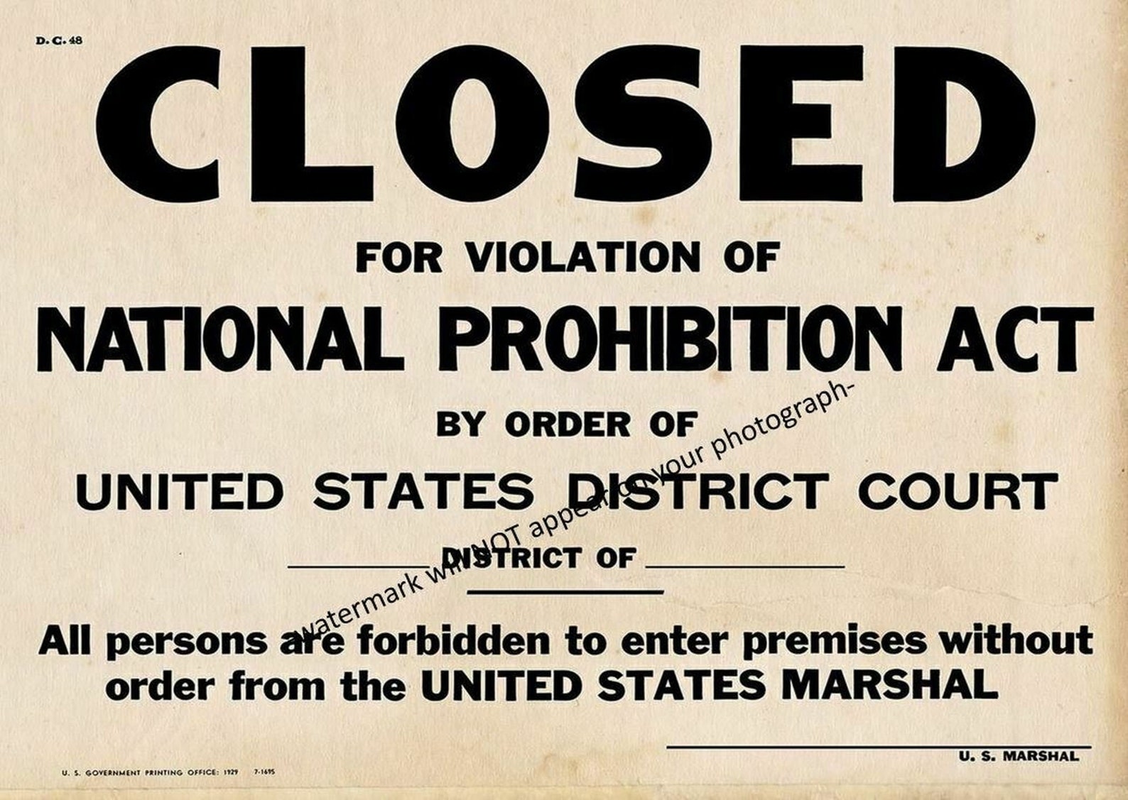 5x7 Prohibition Repeal Act Sign PHOTO Beer Liquor Still Bootleggers ...
