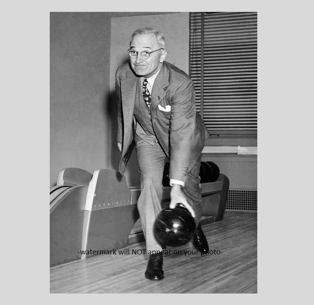5x7 Harry Truman Bowling PHOTO White House Lanes Basement 1947 United ...