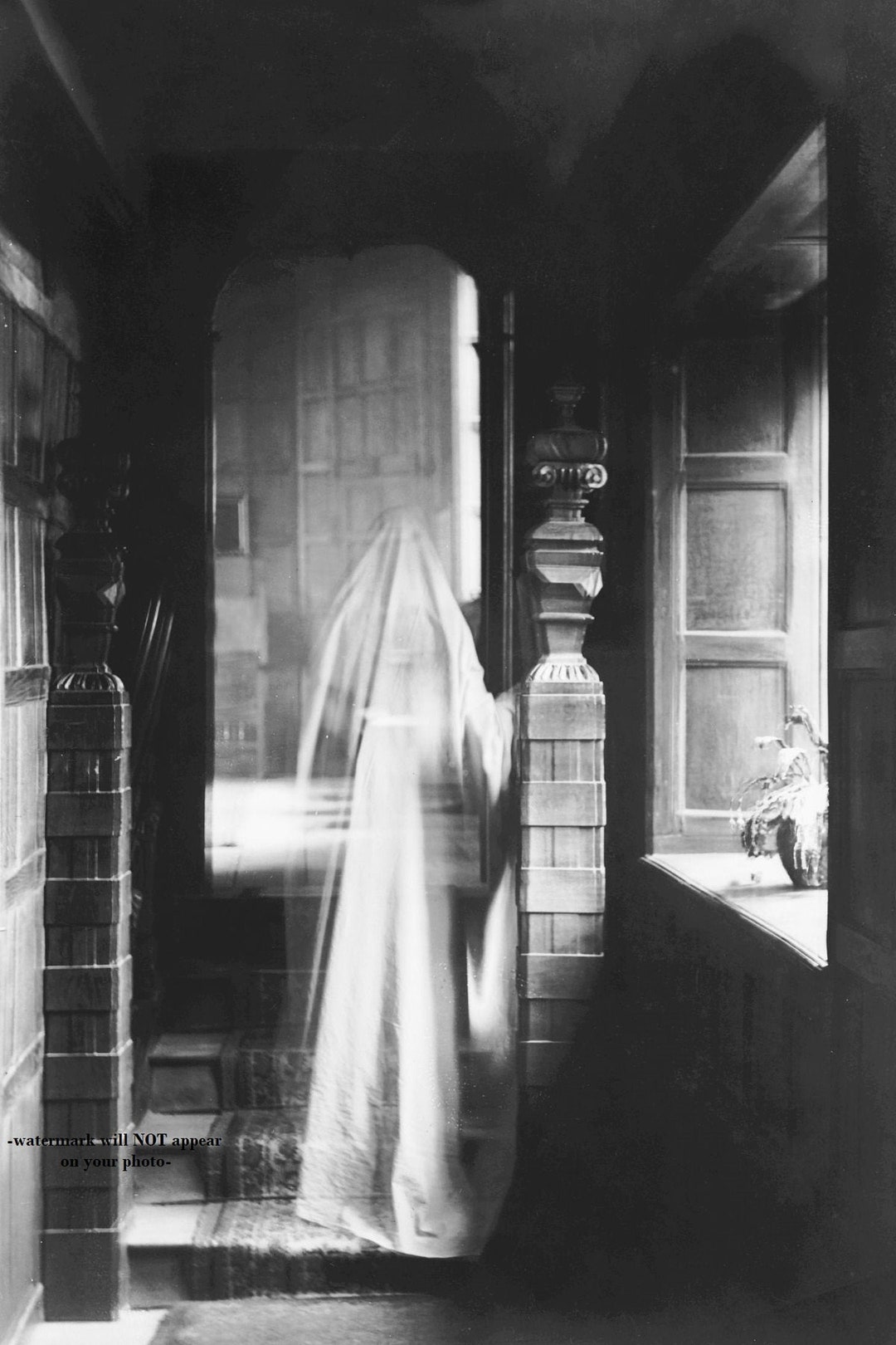 4x6 Creepy Ghost Spirit PHOTO Freak Scary Halloween Phantom Shadow 1899 ...