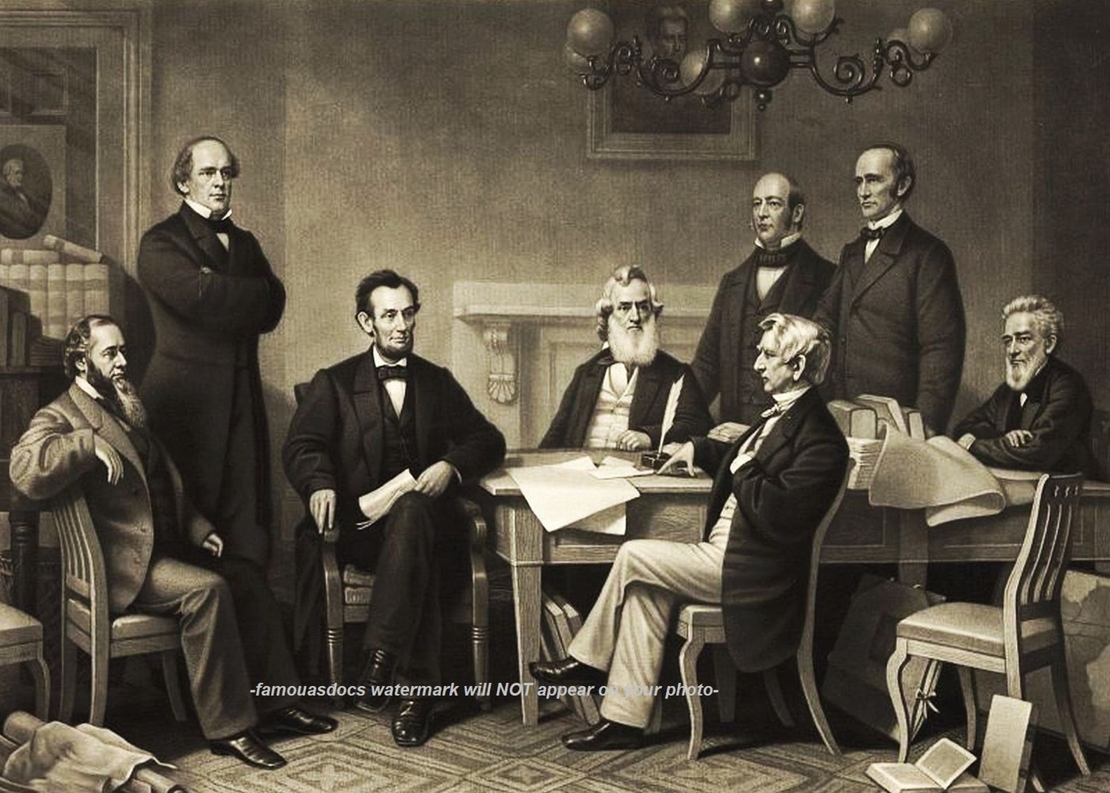5x7 Abraham Lincoln Reading Emancipation Proclamation PHOTO With His ...