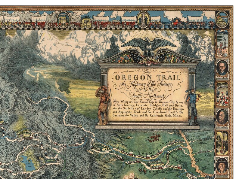 12x18 Oregon Trail Map PHOTO Poster Pioneer Route Wild West - Etsy