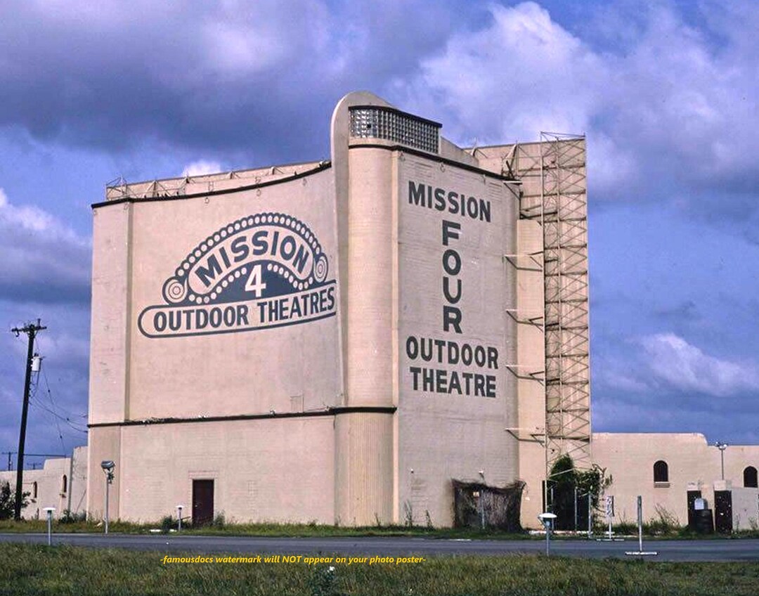 11x14 Vintage Mission Drive-in Movie Theater PHOTO Poster San Antonio ...