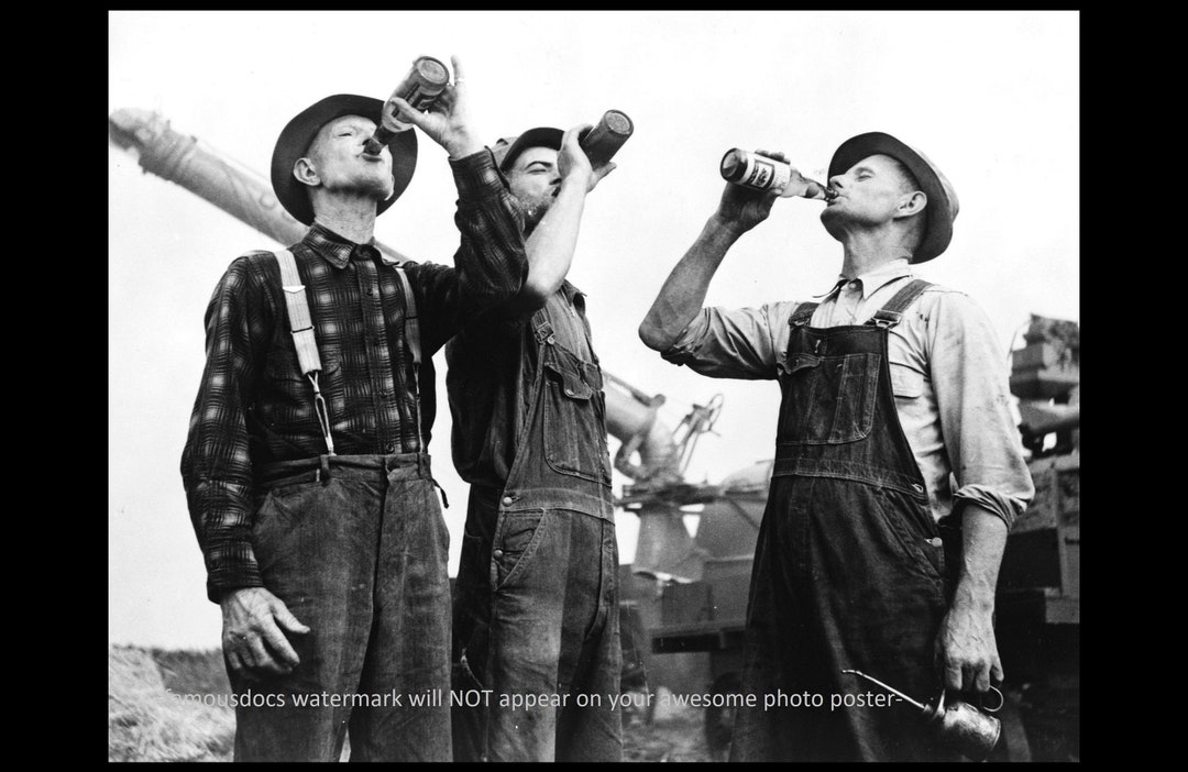 11x14 Farmers Drinking Beer PHOTO Poster Great Depression Farm Farming ...