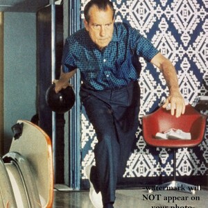 5x7 Rare Richard Nixon Bowling PHOTO White House Lanes Republican ...
