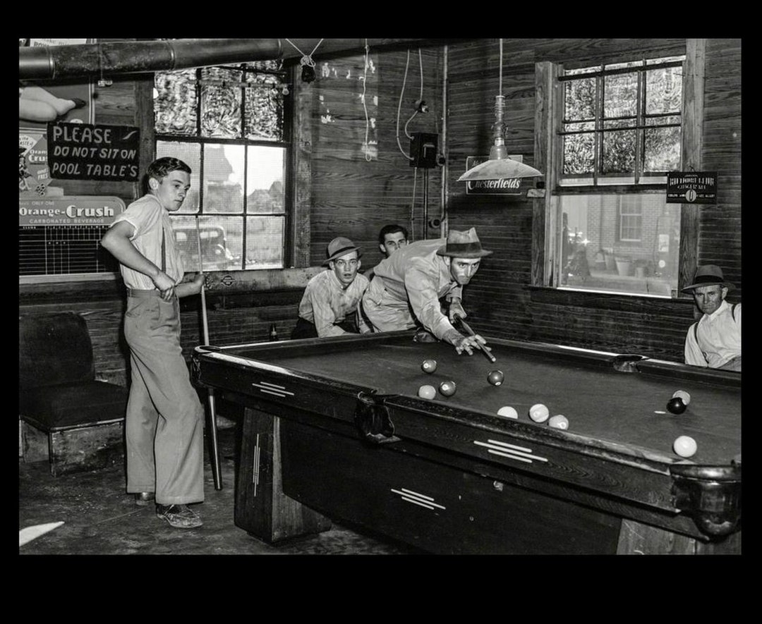 5x7 1940 Pool Hall PHOTO Billiards Great Depression General Store ...