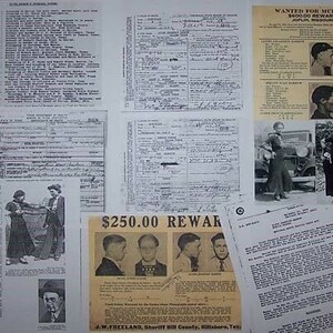 Bonnie & Clyde Gang, PHOTOS 15 DEATH CERTIFICATES Amazing Rare Gangster ...