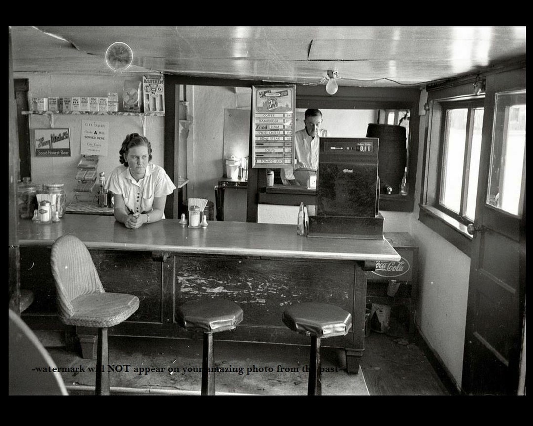 5x7 1939 Vintage Diner PHOTO Burger Joint Restaurant Great Depression ...