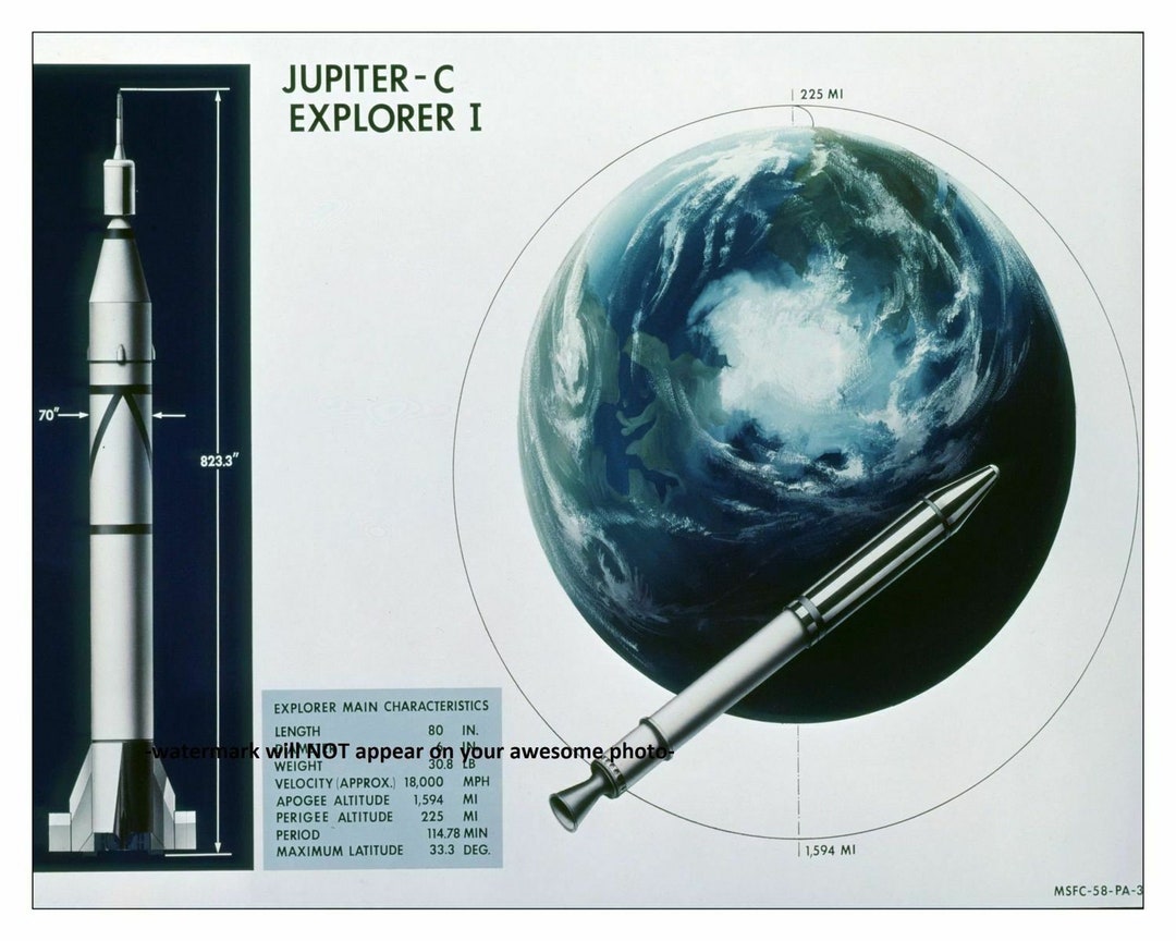8x10 Explorer 1 Satellite Poster PHOTO First US Launch Space Race 1958 ...