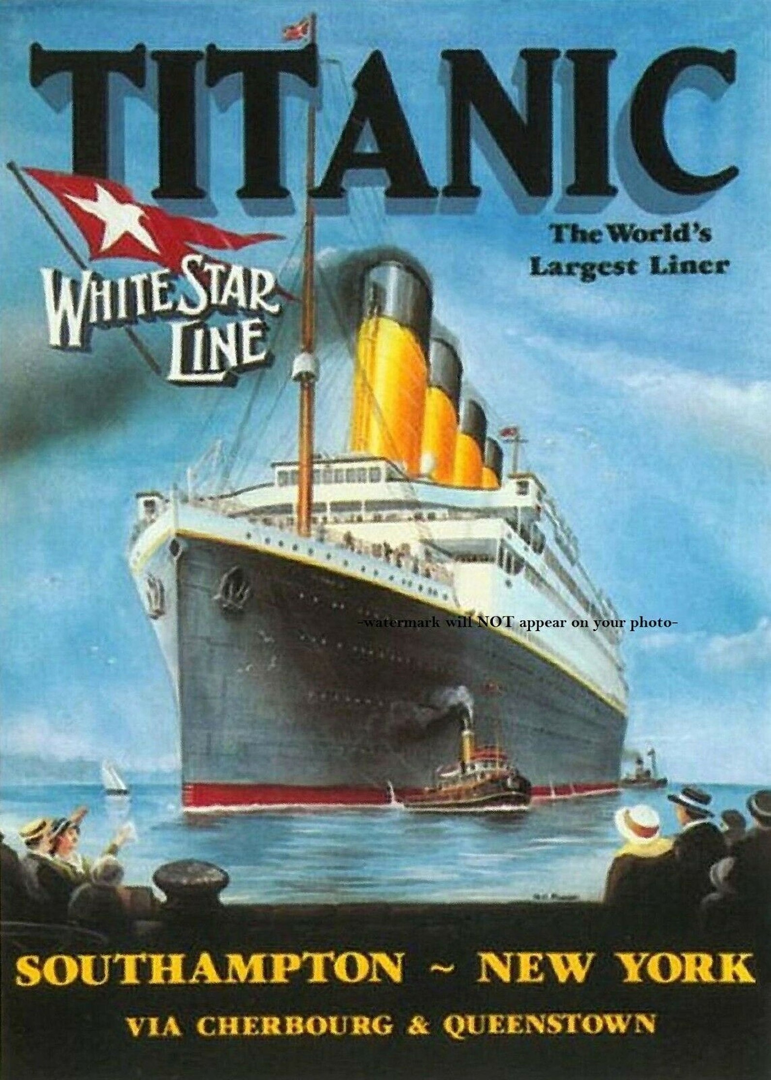 5x7 Titanic Ad PHOTO White Star Line Advertisement Disaster Sinking ...