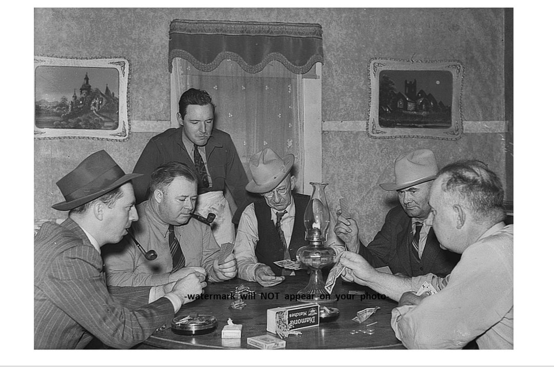 5x7 Wild West Cowboy Poker Game PHOTO Texas Horse Ranch Hands Ranchers ...