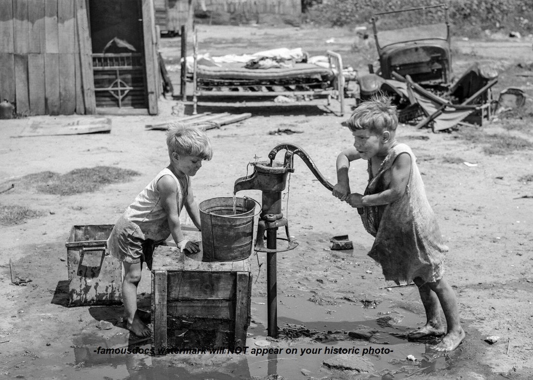 5x7 1939 Great Depression Kids PHOTO Oklahoma Migrant Camp Dust Bowl ...