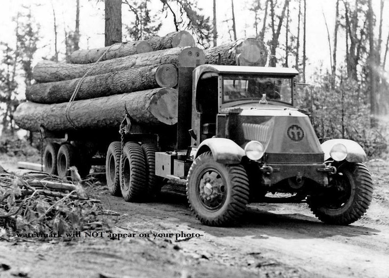 5x7 1936 Logging Truck Hauling Huge Logs PHOTO Lumberjacks Logging ...