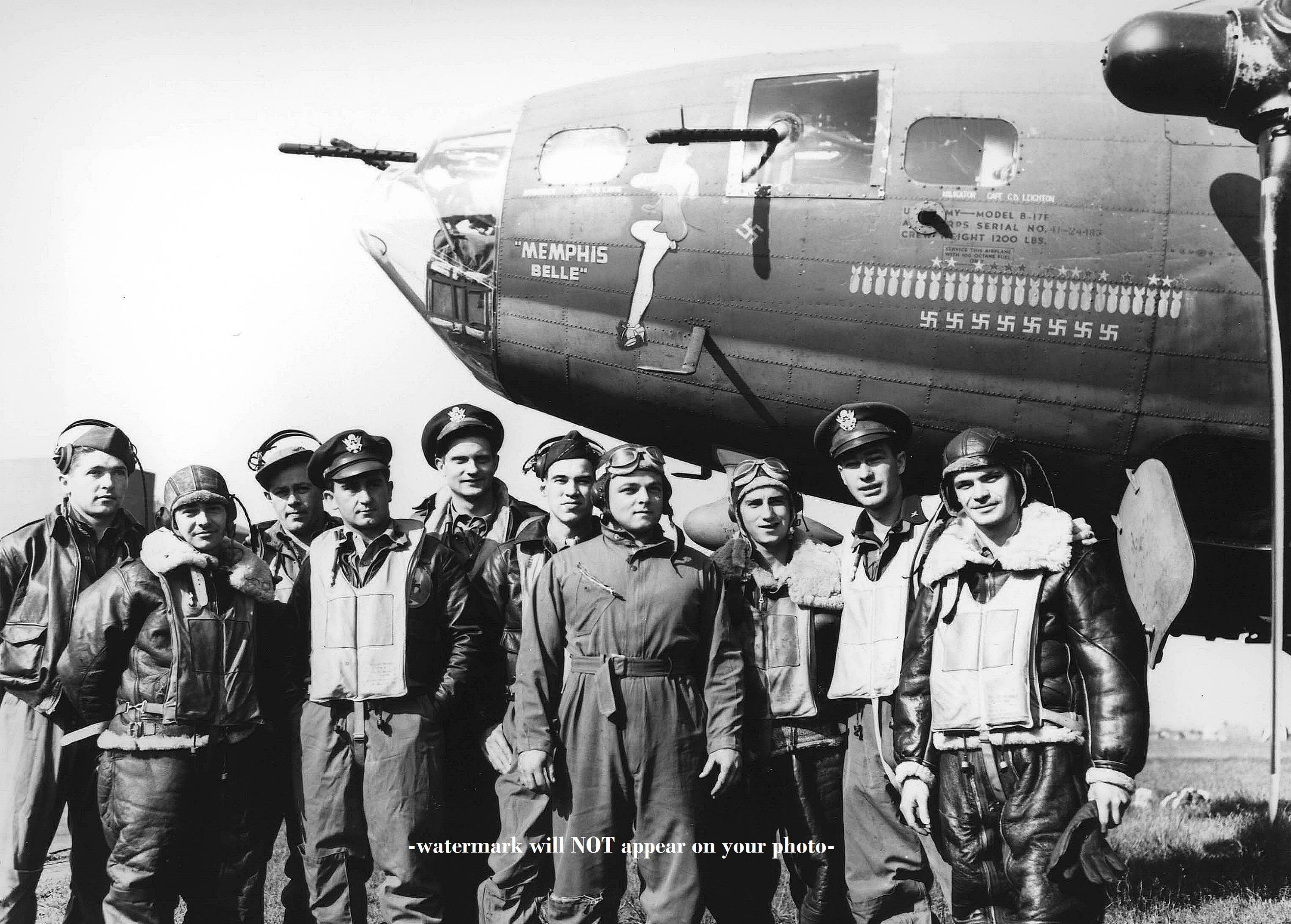 5x7 1942 Memphis Belle Crew PHOTO, B-17 F United States Air Force ...