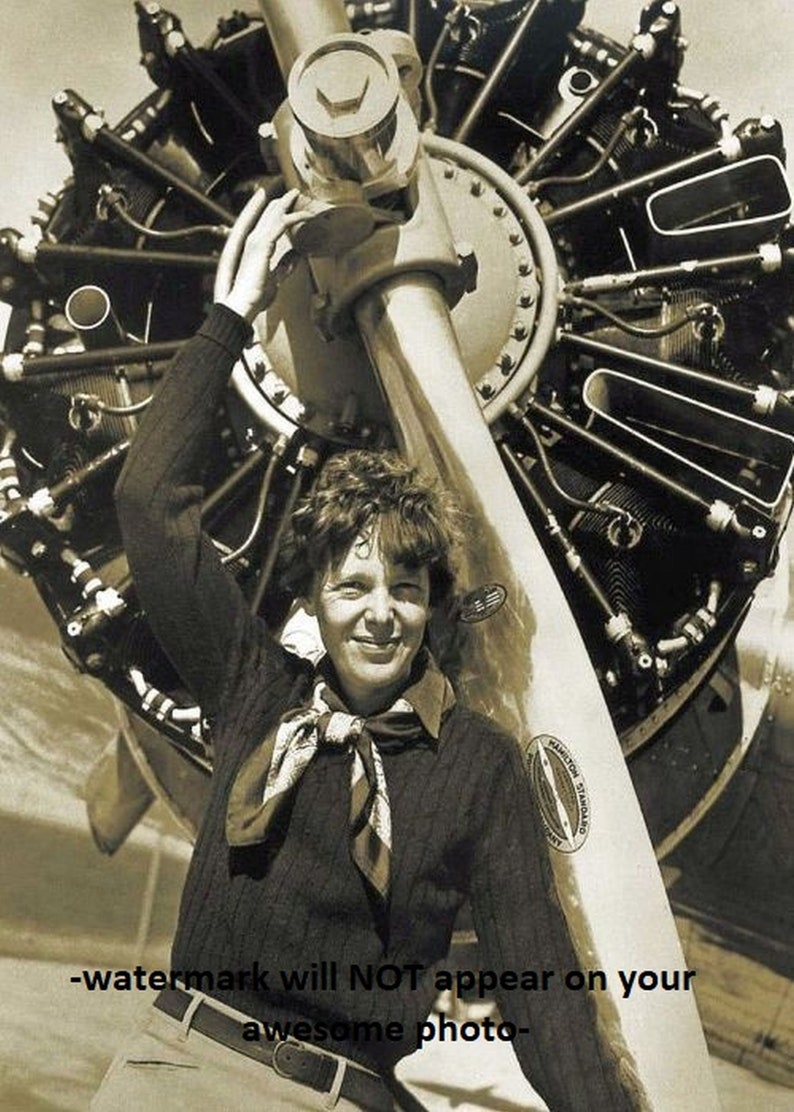 5x7 Smiling Amelia Earhart PHOTO Airplane Propeller Radial Engine Pilot ...