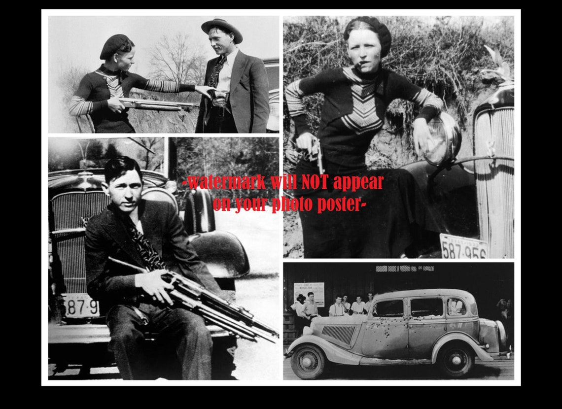 11x14 Bonnie & Clyde Gang PHOTO Poster Prohibition Gangster Collage ...