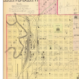 16x24 1885 Lincoln Nebraska MAP PHOTO POSTER City University Art Print ...