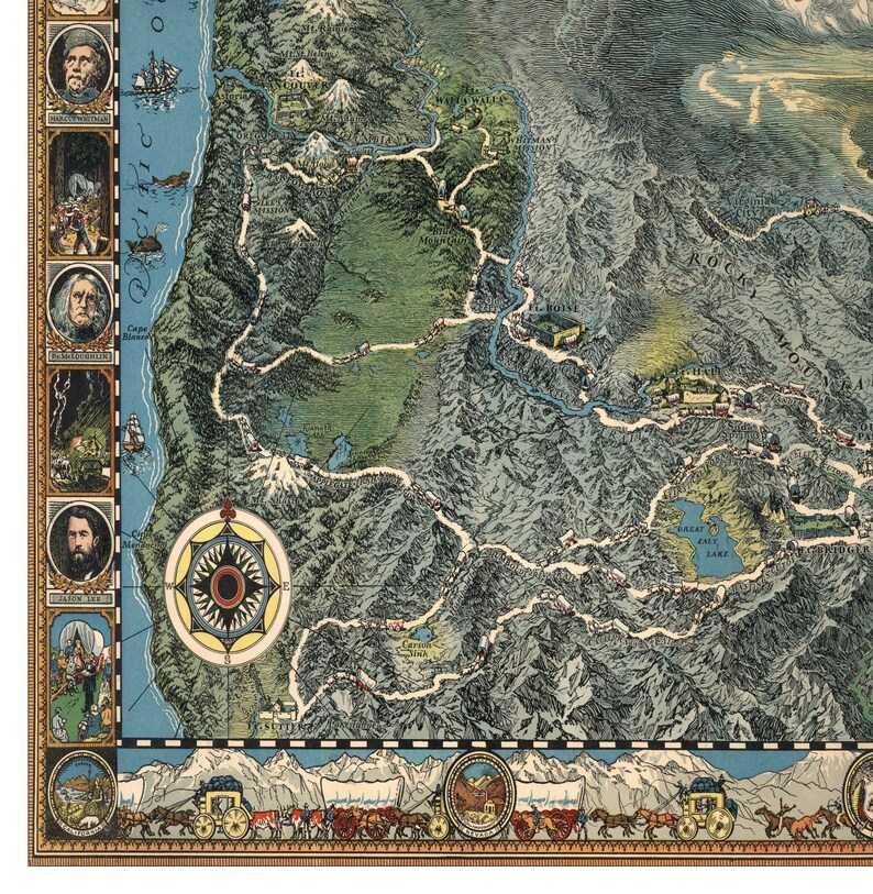 12x18 Oregon Trail Map PHOTO Poster Pioneer Route Wild West - Etsy