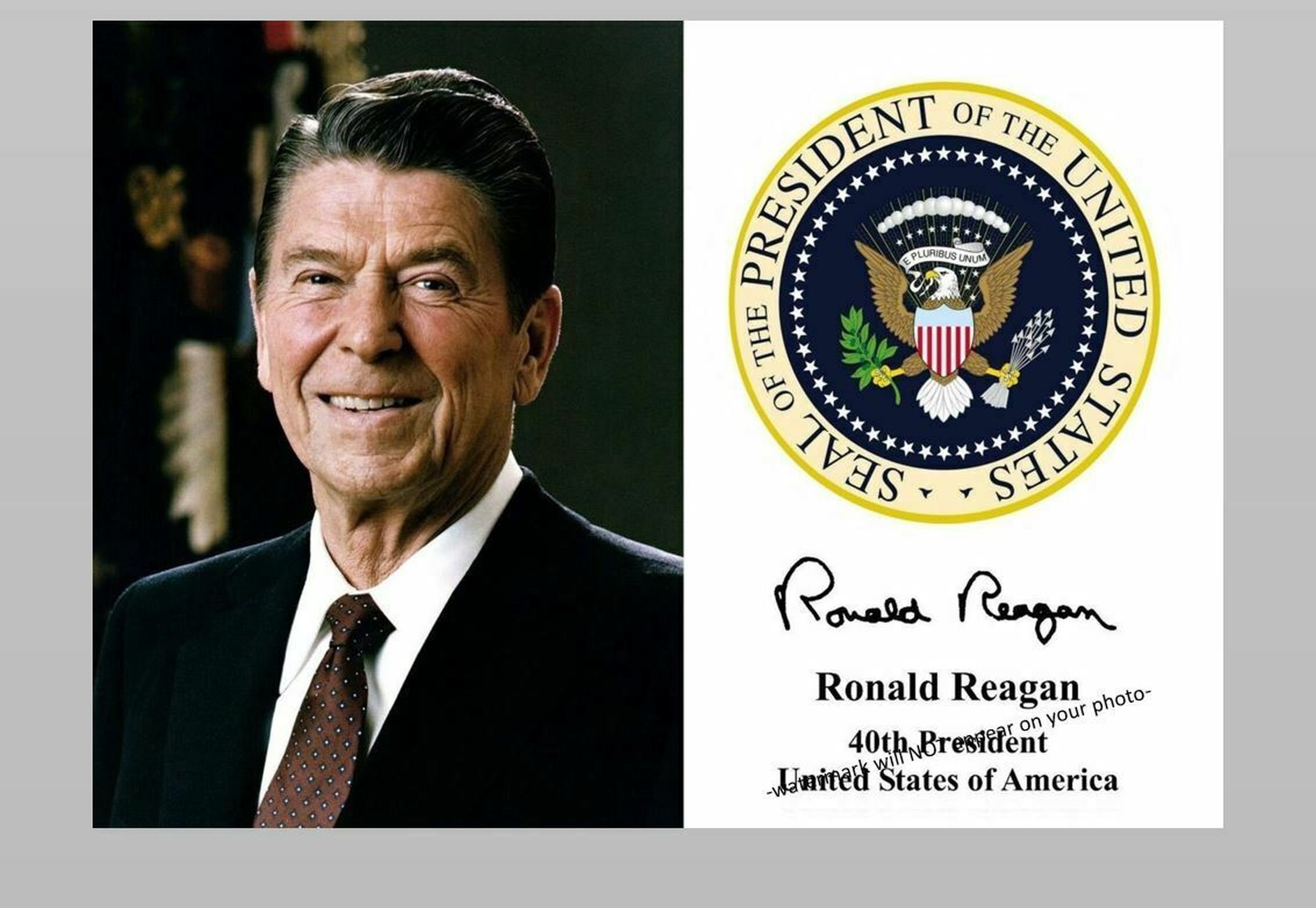 5x7 President Ronald Reagan Official PHOTO Portrait Art Print | Etsy