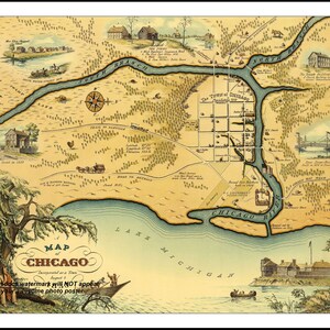 16x20 1833 Chicago Map PHOTO Poster Chicago Illinois Art Print Decor - Etsy