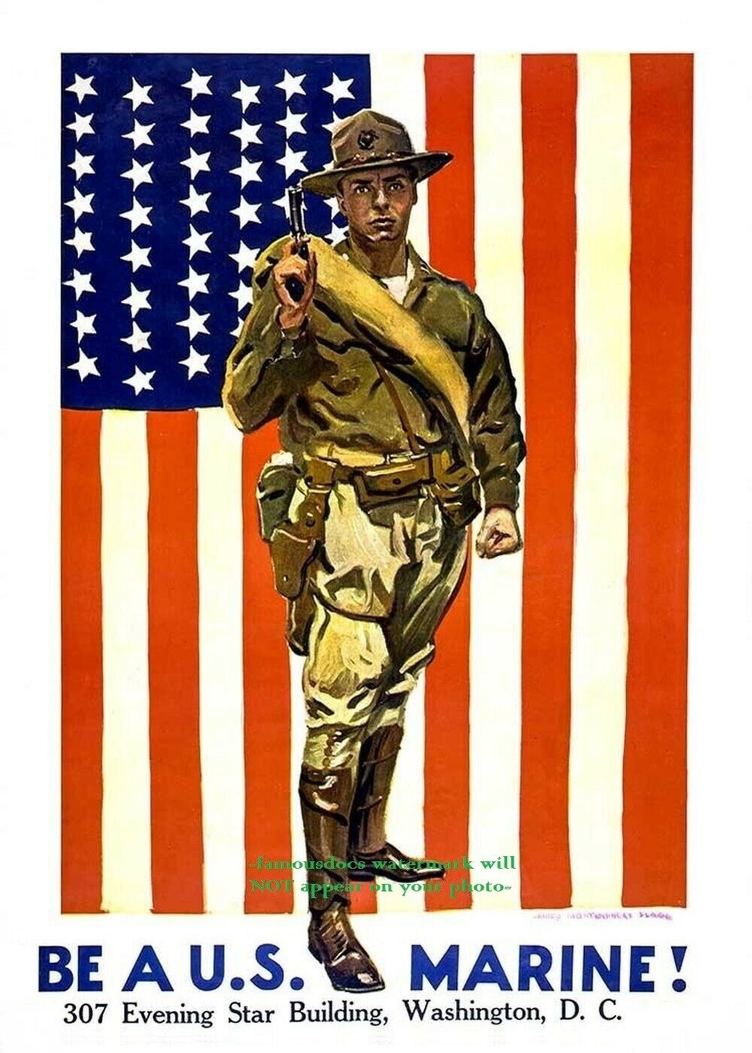5x7 Marines Recruitment Poster PHOTO Wwii USMC Marine Corps Recruiting ...