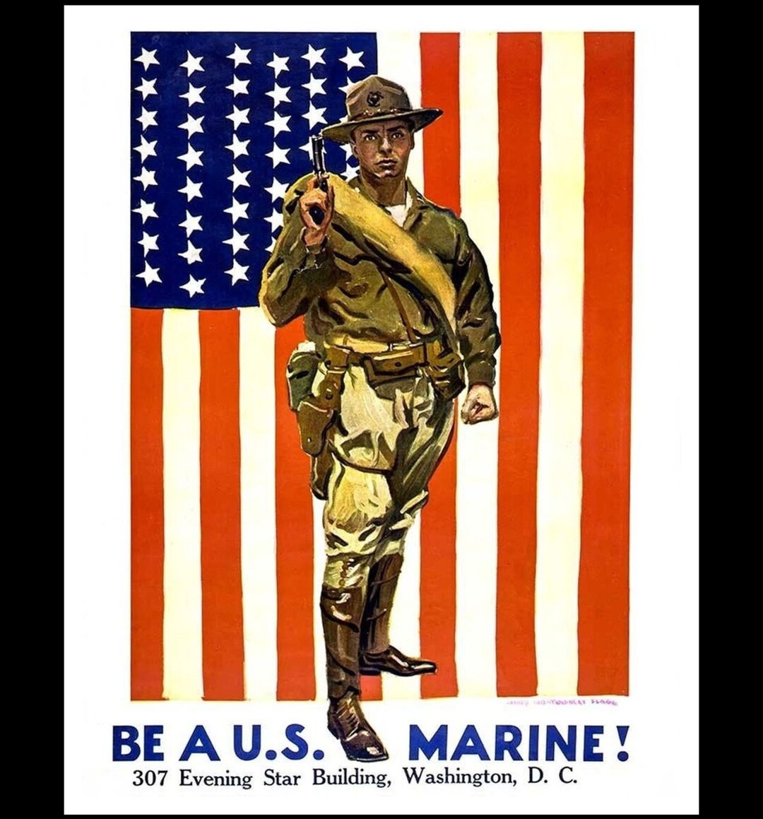 11x14 Marines Recruitment Poster PHOTO USMC Marine Corp World War I ...