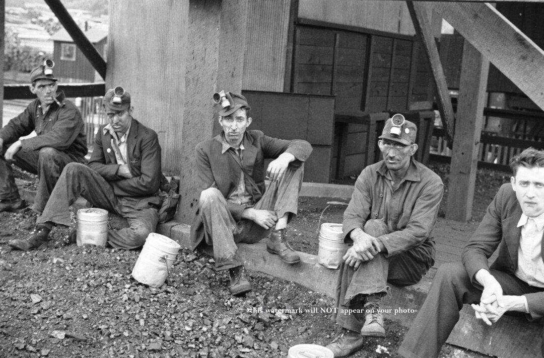 4x6 1935 Coal Miners Group PHOTO Great Depression Kentucky Coal Mining ...